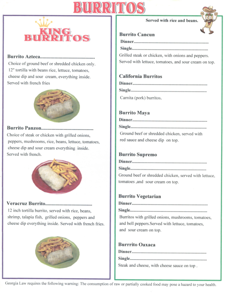 5 de Mayo King Burritos | 5 de Mayo Mexican Grill Brunswick GA